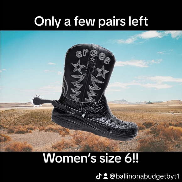 CROCS | Shoes | Crocs Classic Black Cowboy Boot With Spurs Size Men 4 ...